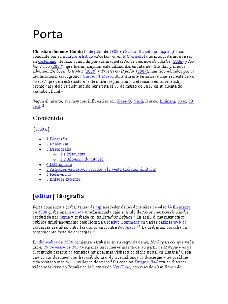 Porta | PDF | Industria de la música