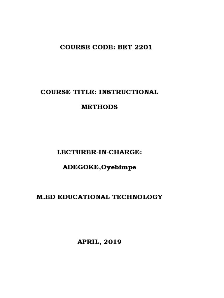 Instructional Methods | PDF | Teaching Method | Teachers