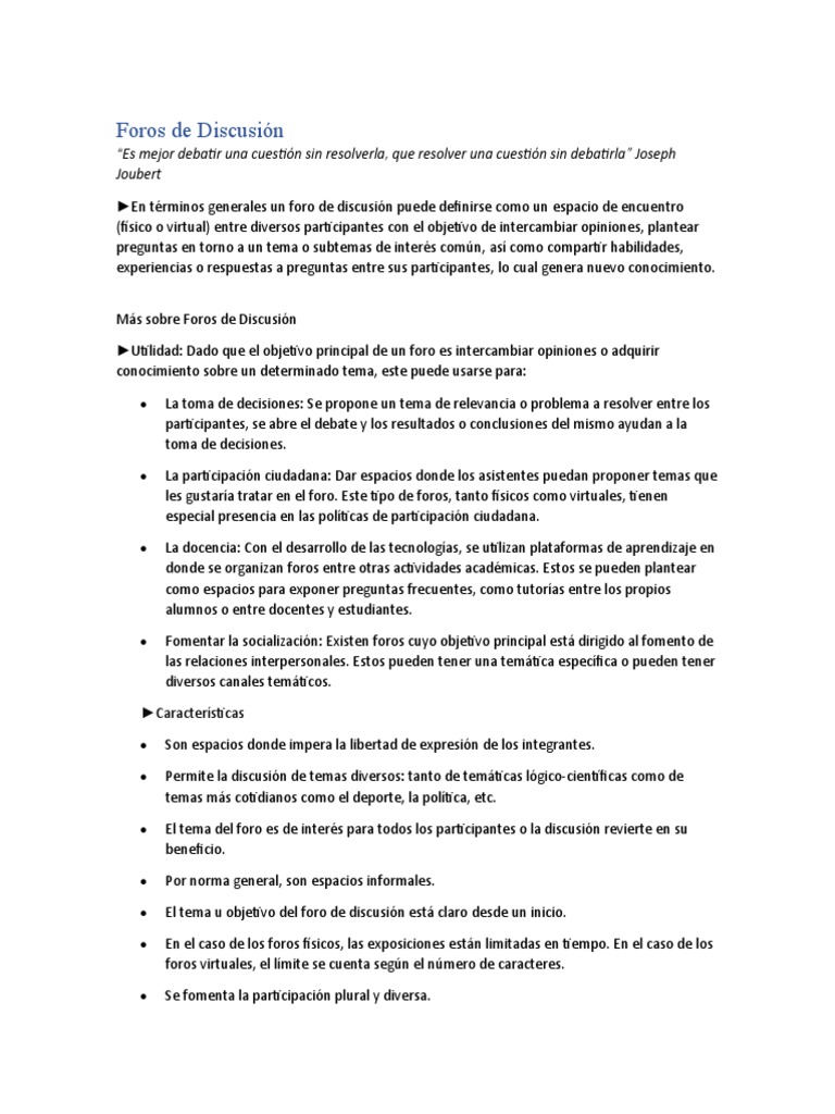 Foros de Discusión QUE SON Y COMO ORGANIZARLOS | PDF | Foro de Internet ...