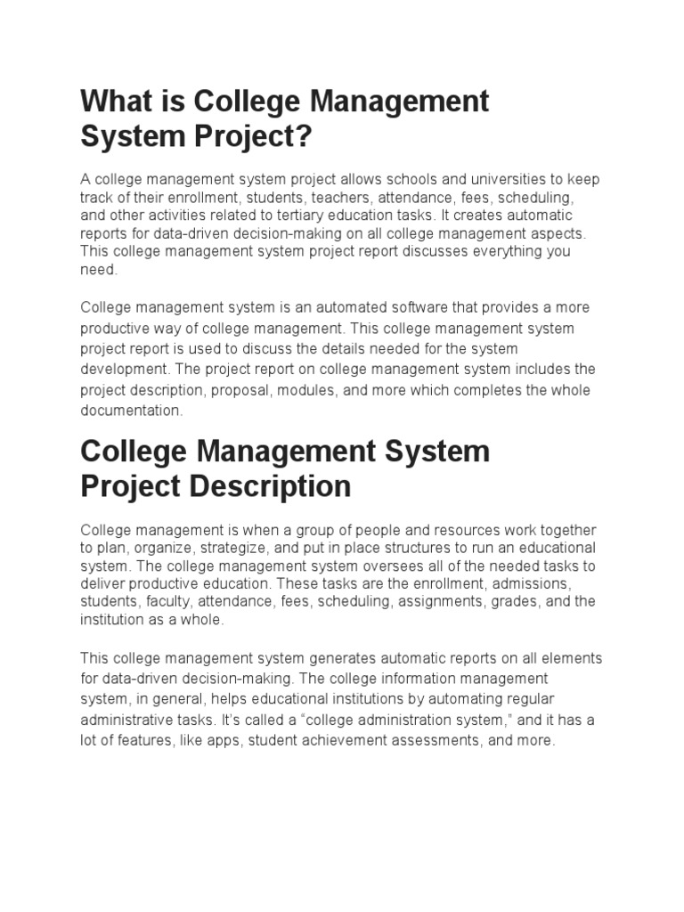 College Management System Project 1 | PDF | Use Case | Business College Management System Project 1 | PDF | Use Case | Business