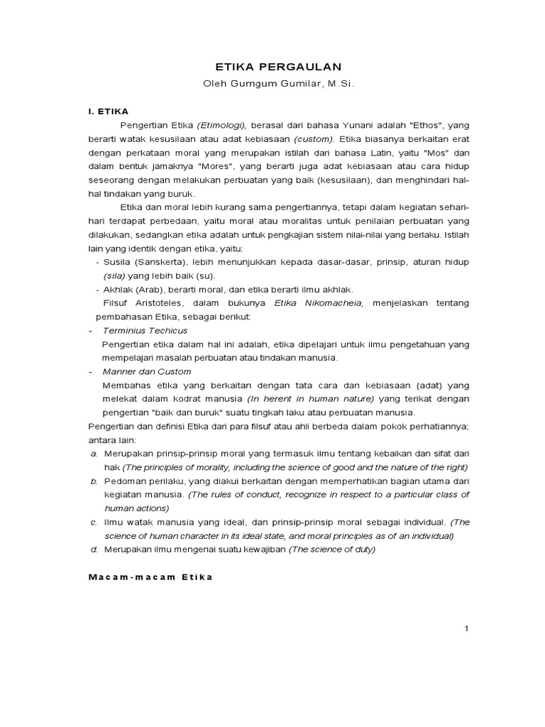 Makalah Etika Pergaulan | PDF