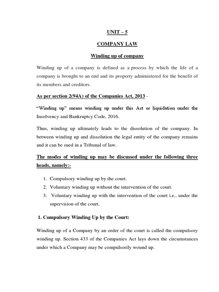 Company Winding Up: Types & Process | PDF | Liquidation | Corporate Law