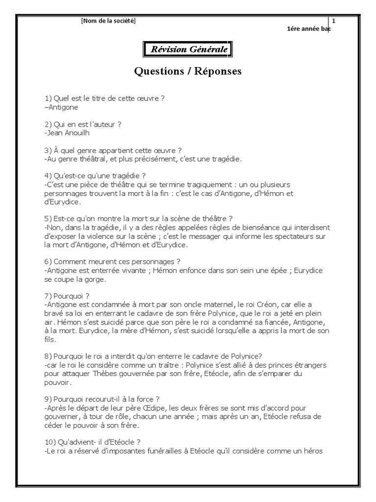 Antigone Revision Géneale-1 | PDF