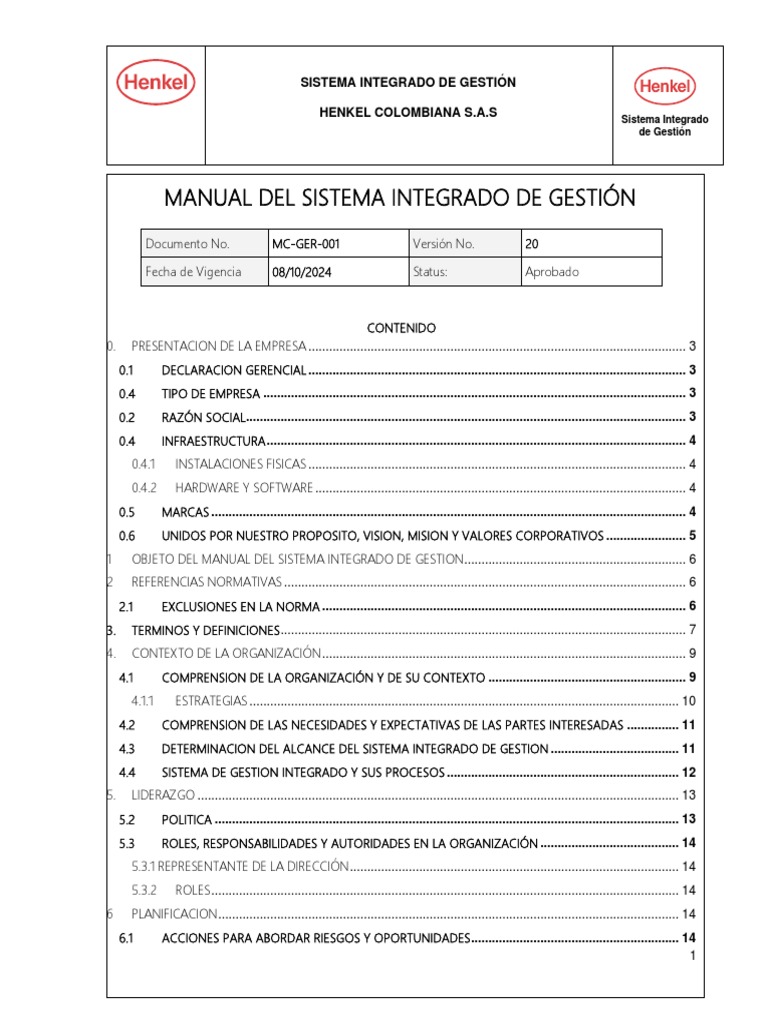 Manual Del Sistema Integrado de Gestión 2021 | PDF | Calidad (comercial) | Planificación
