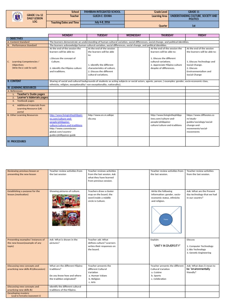 DLL Understanding Culture | Download Free PDF | Learning | Teaching Method