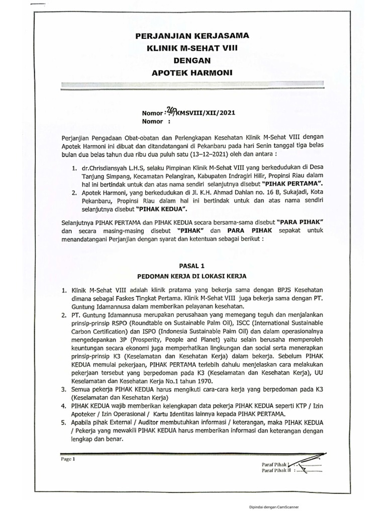 Contoh PKS Jejaring Apotek 2 | PDF