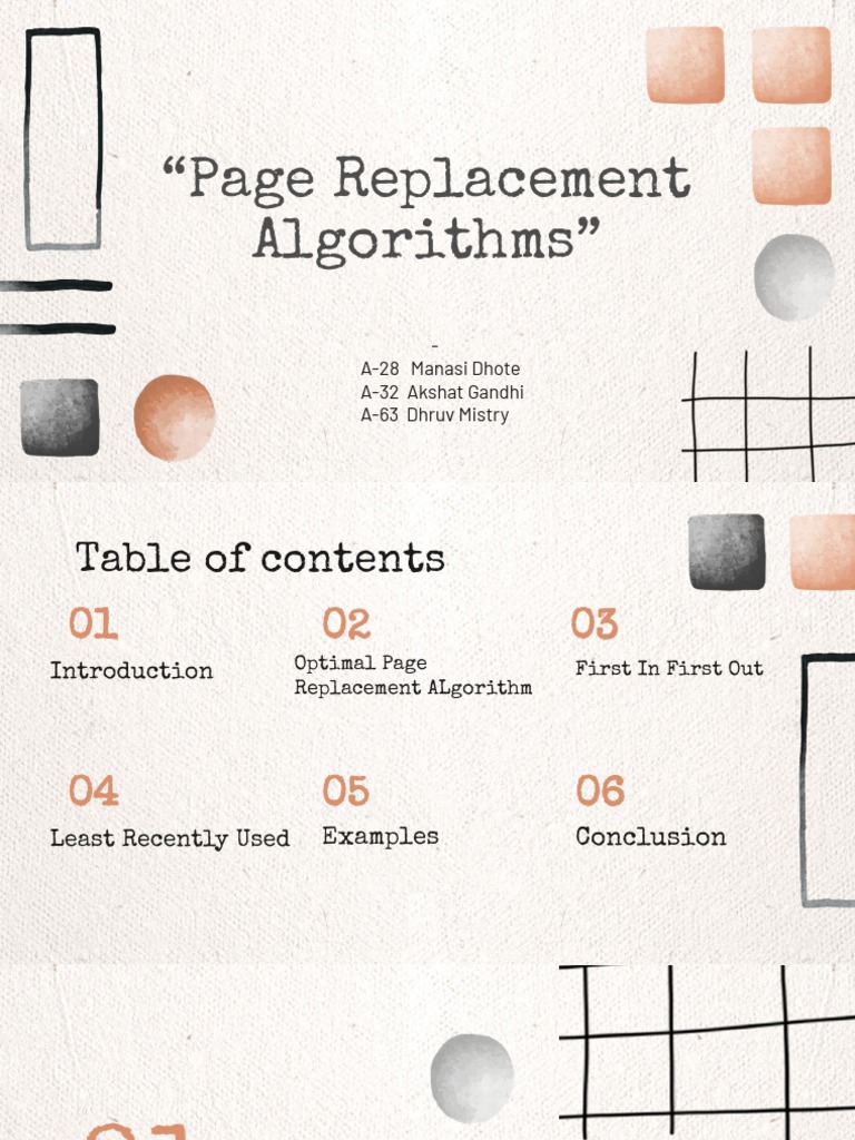 "Page Replacement Algorithms": - A-28 Manasi Dhote A-32 Akshat Gandhi A-63 Dhruv Mistry | PDF ...