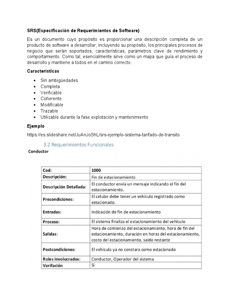 SRS (Especificación de Requerimientos de Software) | PDF