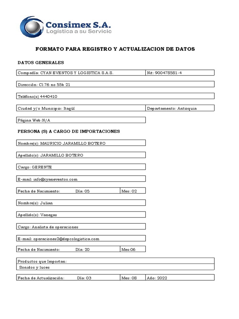 Formato Actualizacion de Datos Word | PDF | Ciencias sociales