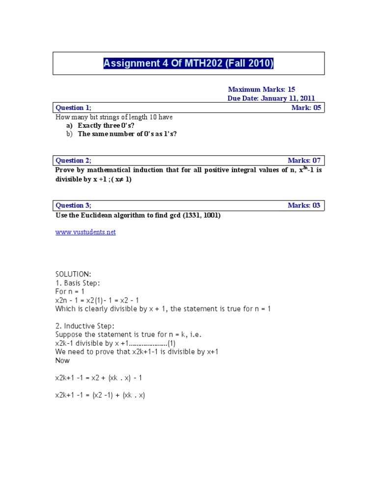 MTH202 Assignment4solution | PDF | Teaching Methods & Materials