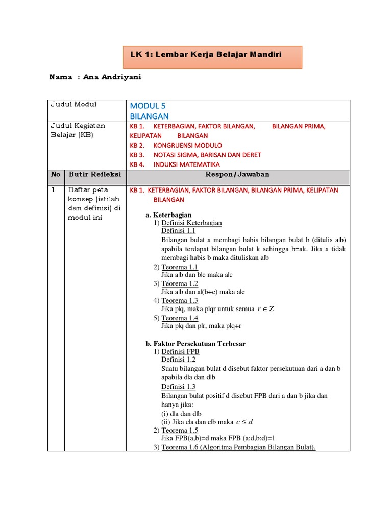 Modul 5: Bilangan dan Induksi Matematika | PDF