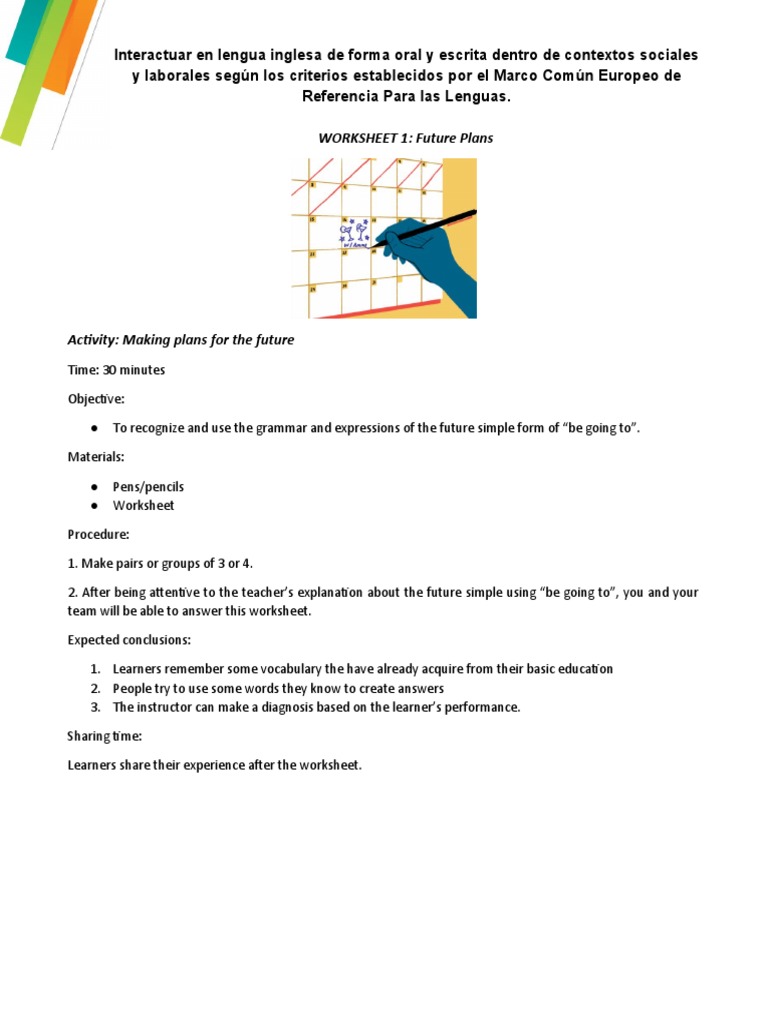 Future Plans Worksheet Activities | PDF | Cognition | Learning