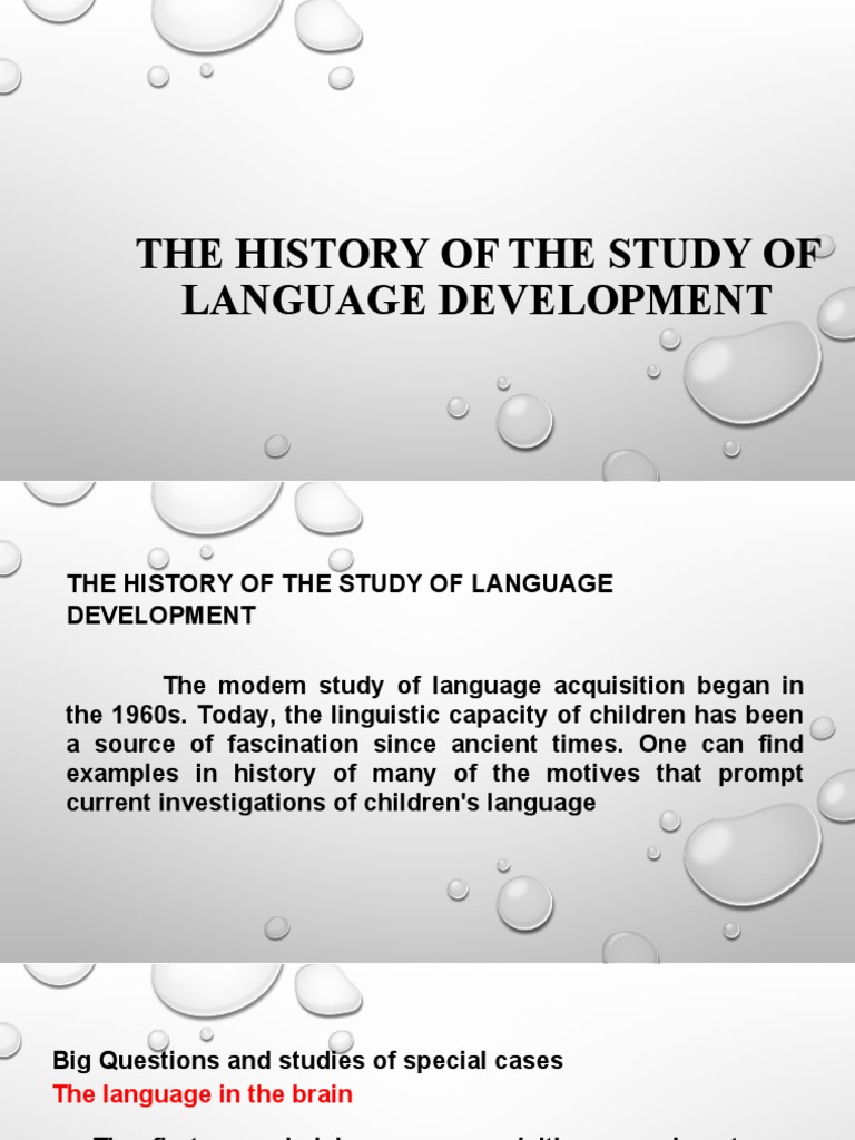The History of The Study of Language Development | Download Free PDF ...