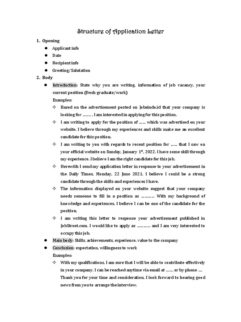 Structure of Application Letter | PDF | Communication