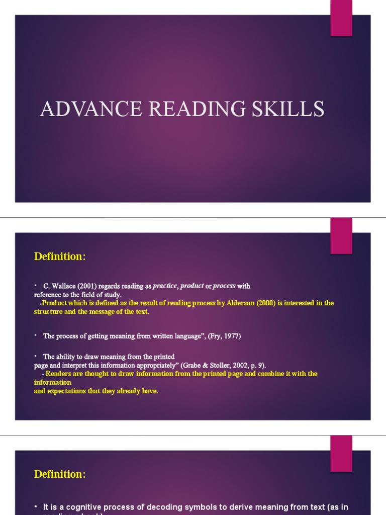 Advanced Reading Skills Explained | PDF | Speed Reading | Reading ...