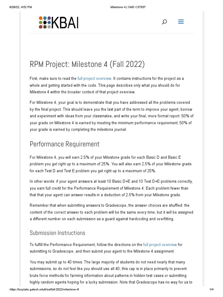Milestone 4 - OMS CS7637 | PDF | Peer Review | Learning