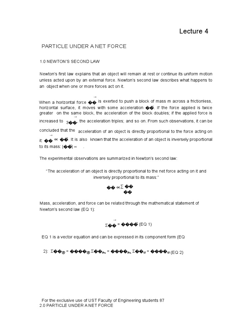 Lecture 4 - Particle Under A Net Force | PDF | Force | Friction