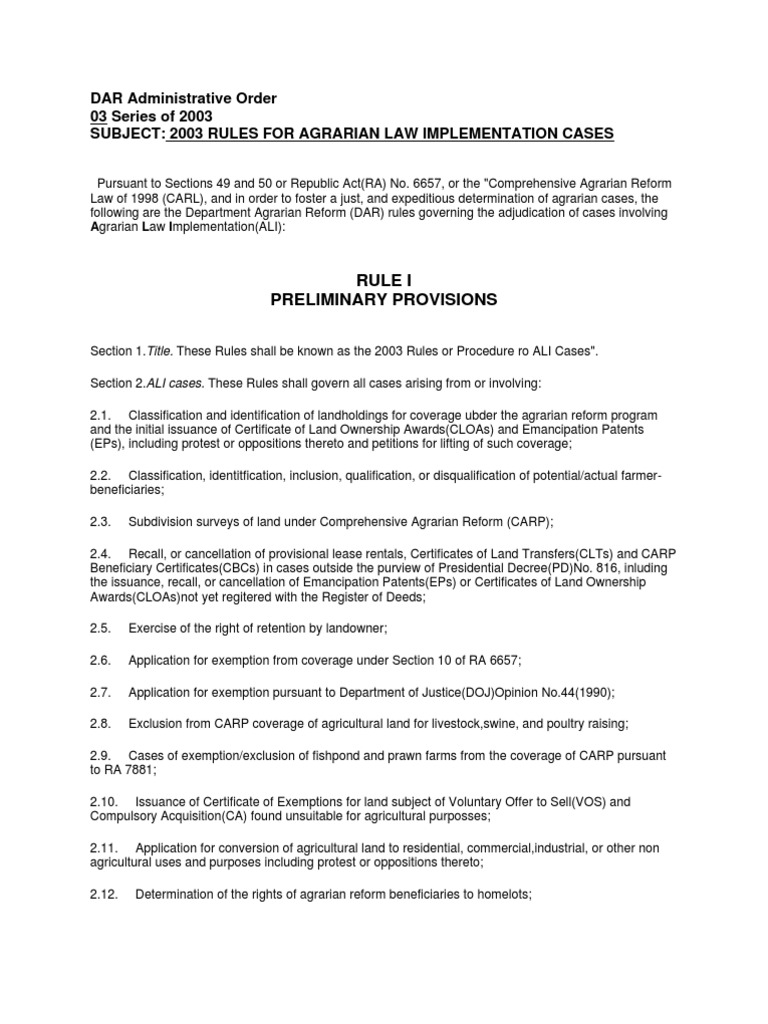 Rules For ALI Cases | PDF | Intervention (Law) | Appeal