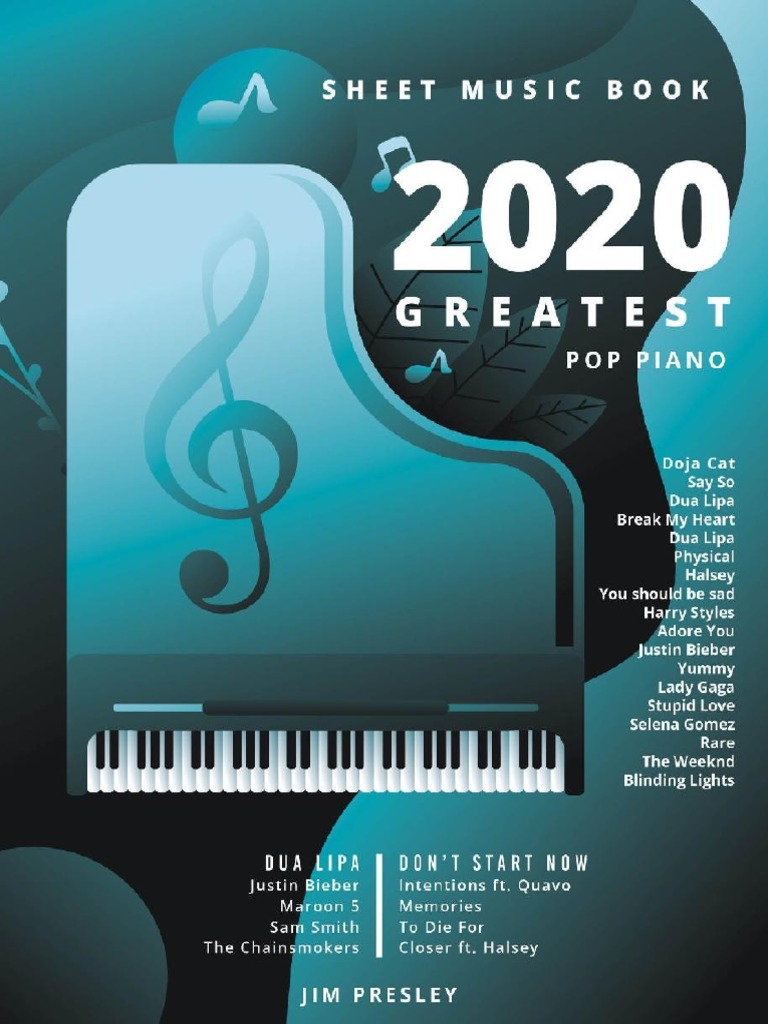 2020 GREATEST POP PIANO SHEET MUSIC BOOK Songbooks For Piano - Piano ...