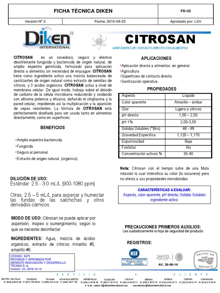 3475 CITROSAN (v-12) | PDF | Alimentos | Sustancias químicas