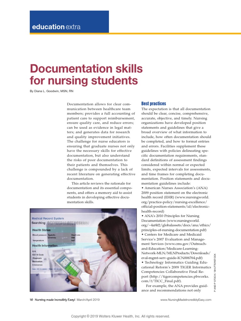 Documentation Skills For Nursing Students.4 | PDF | Electronic Health ...