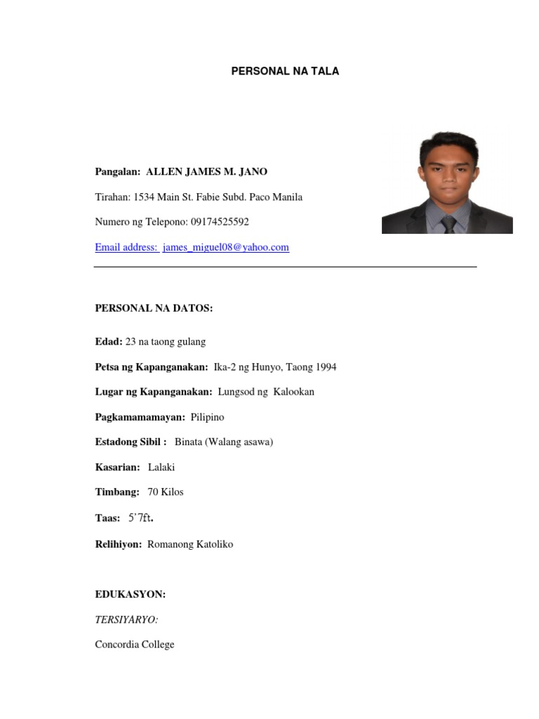 Personal Na Tala | PDF