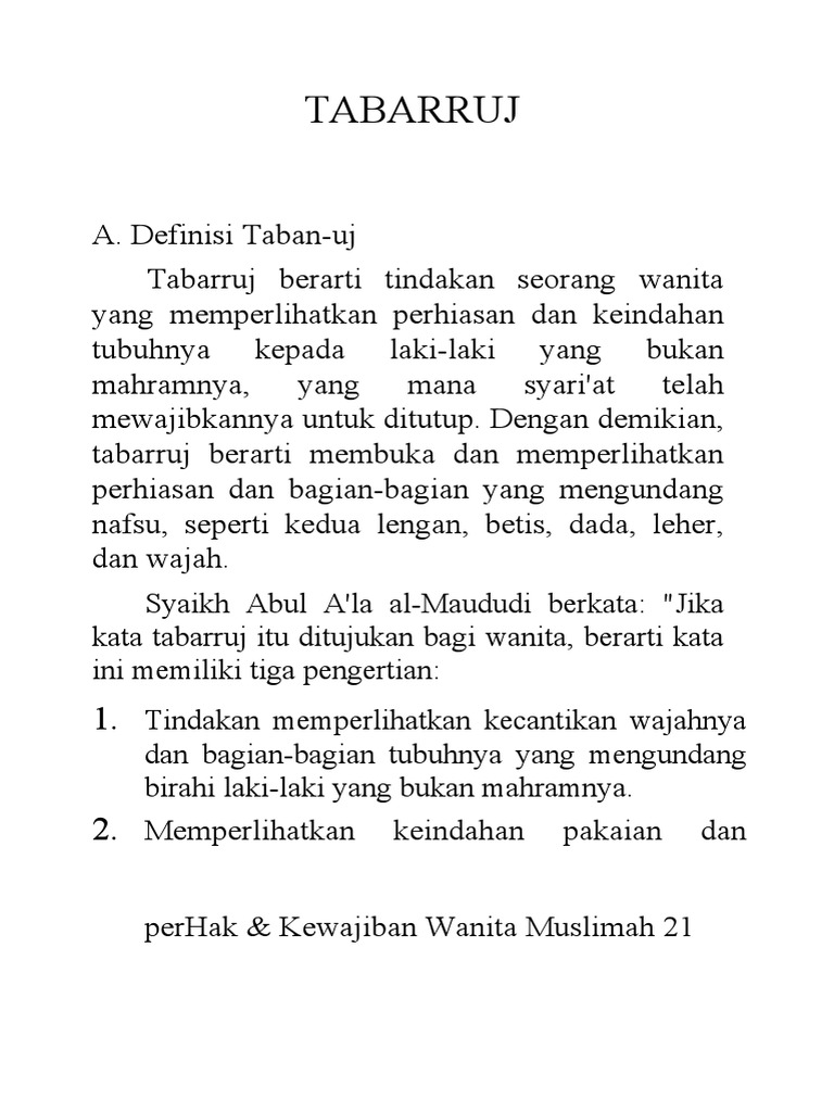 Hukum dan Pengertian Tabarruj dalam Islam | PDF | Agama & Spiritualitas