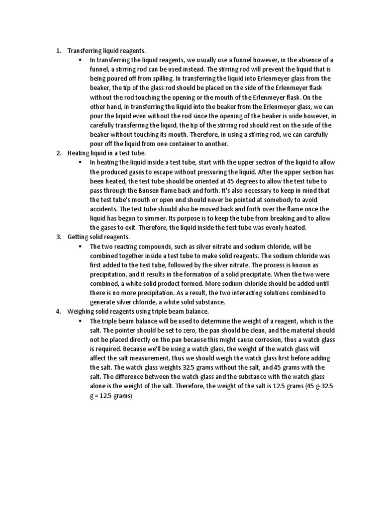 Liquid Transfer Techniques in Lab | PDF | Salt (Chemistry ...