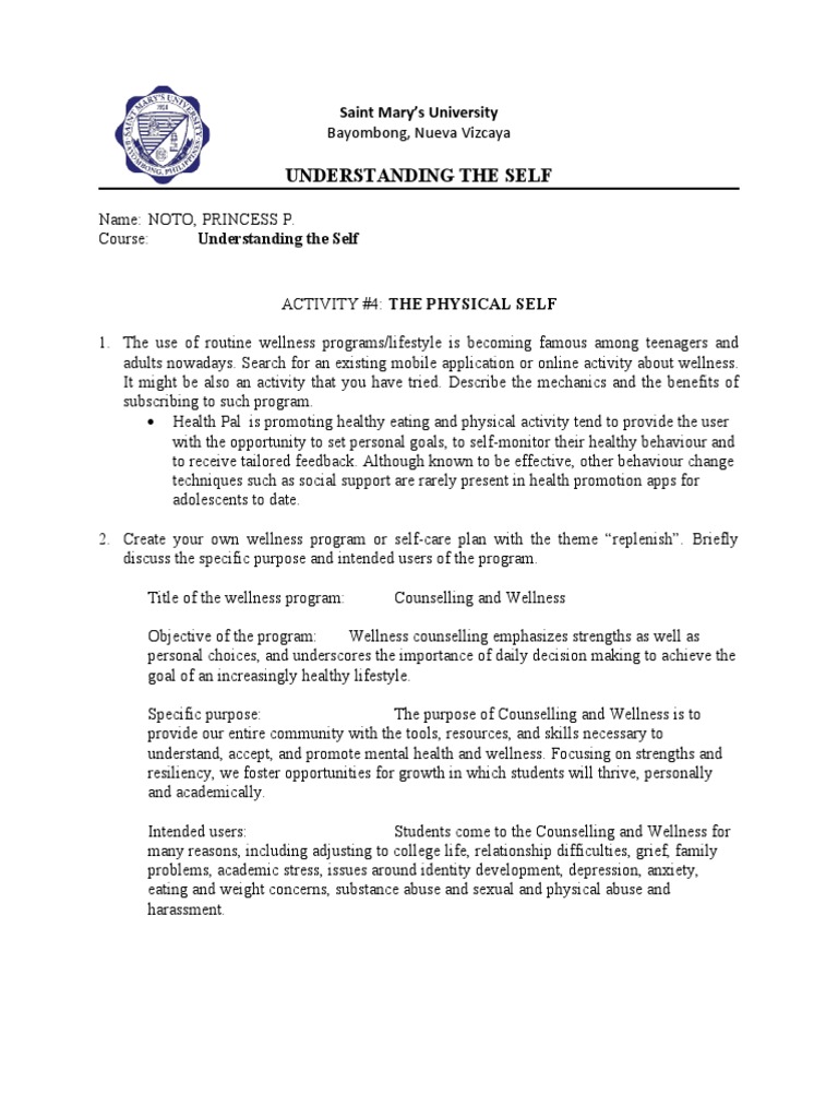 GSelf - Activity 4 (The Physical Self) | PDF