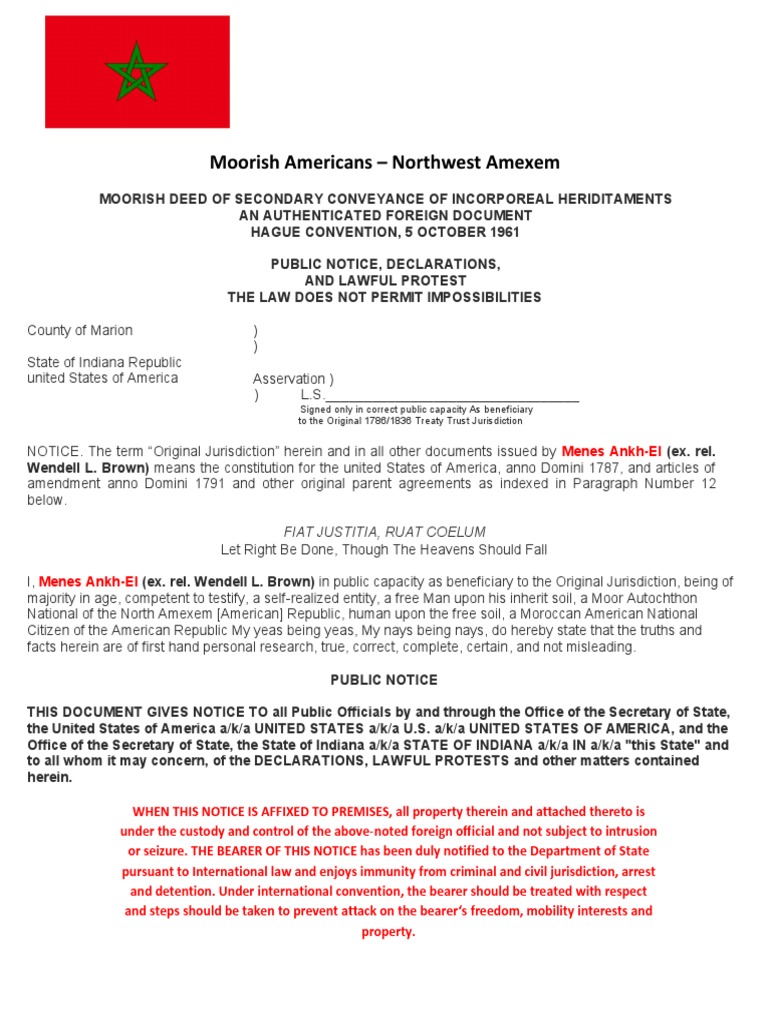 Moorish Deed of Secondary Conveyance of Incorporeal Heriditaments | PDF ...