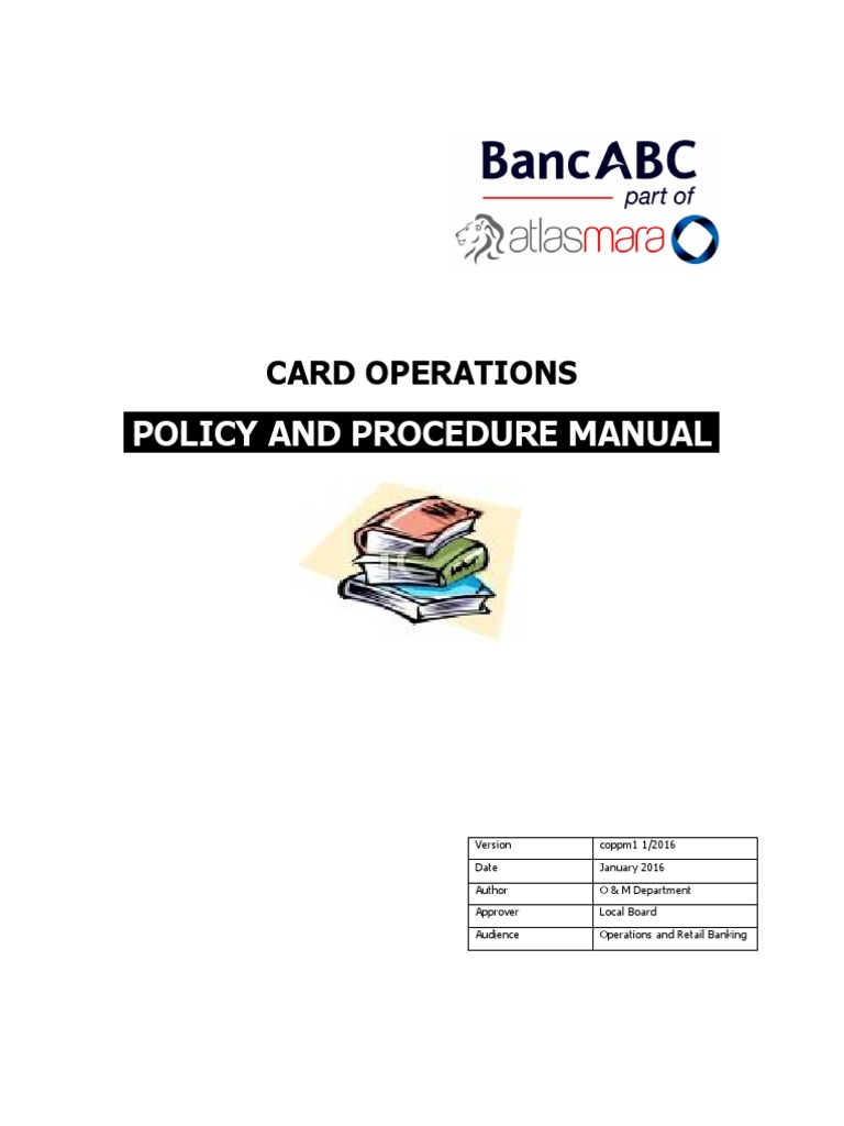 Policy and Procedure Manual: Card Operations | PDF | Credit Card ...