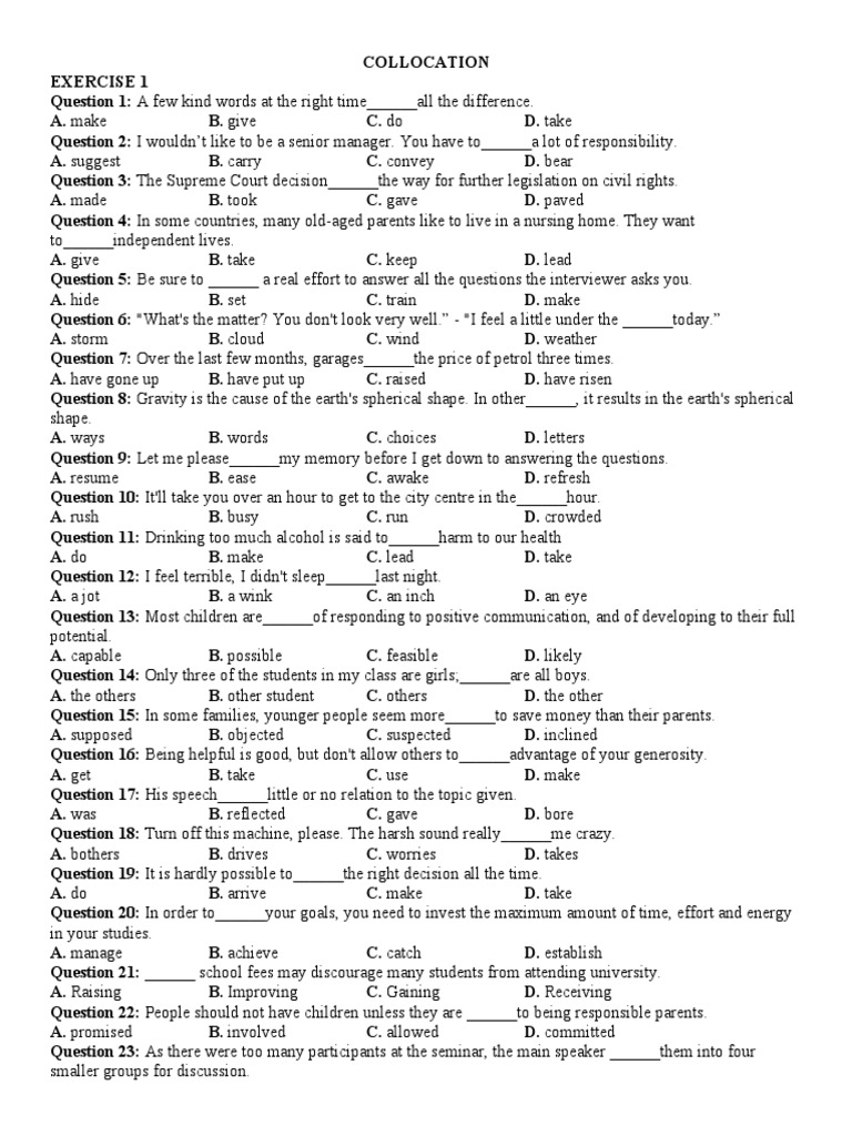 Collocation - Đ NG T | PDF | Social Science