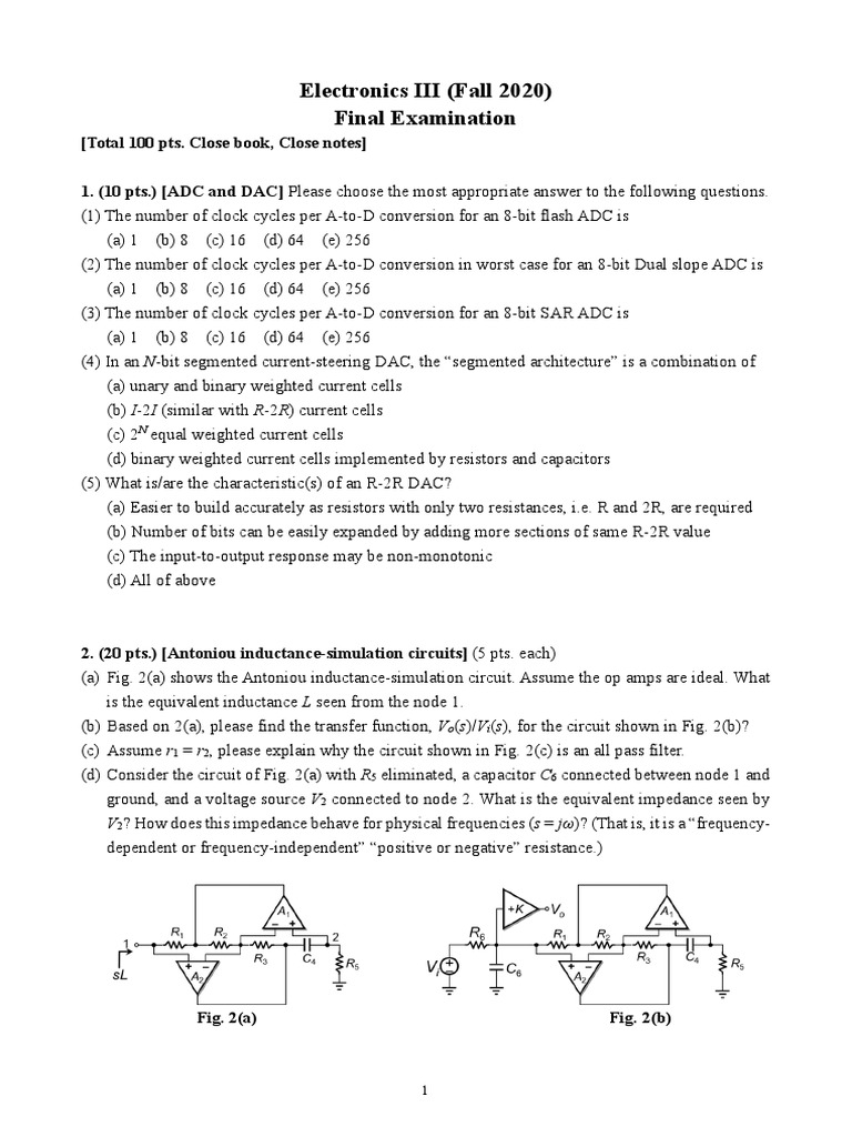 2020 Final | PDF | Amplifier | Electronic Filter