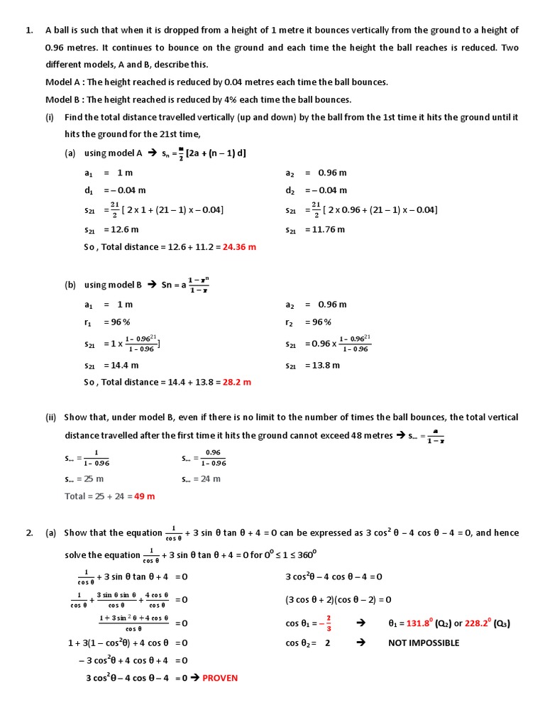 Ball Bounce Distance Models Analysis | PDF | Inequality (Mathematics ...
