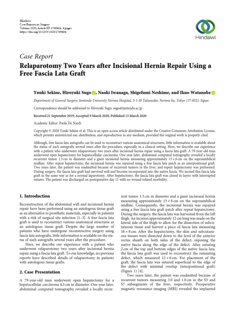 Case Report Relaparotomy Two Years After Incisional Hernia Repair Using ...