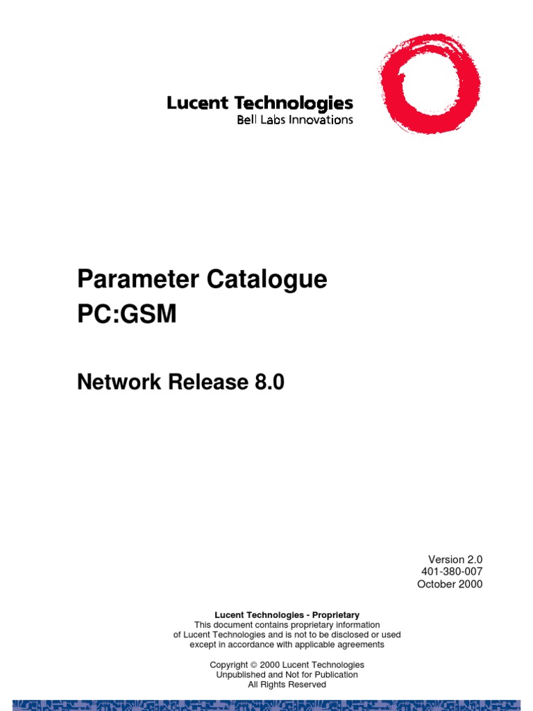 Parameter Catalogue PC:GSM: Network Release 8.0 | PDF | Cellular Network | Gsm