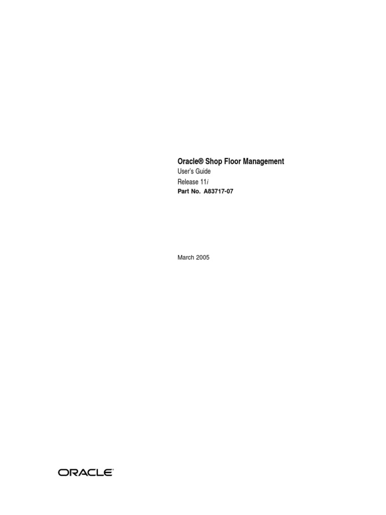 Oracle® Shop Floor Management: User's Guide Release 11i | PDF | Oracle Database | Accessibility