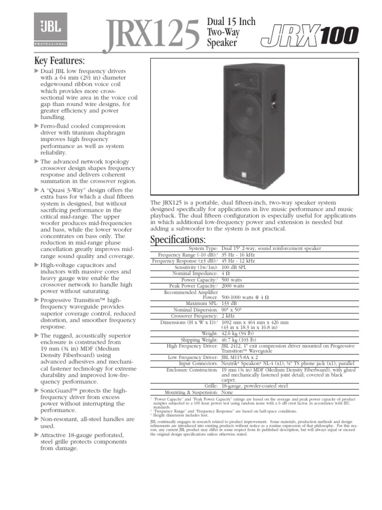 JBL jrx100 | Loudspeaker | Manufactured Goods