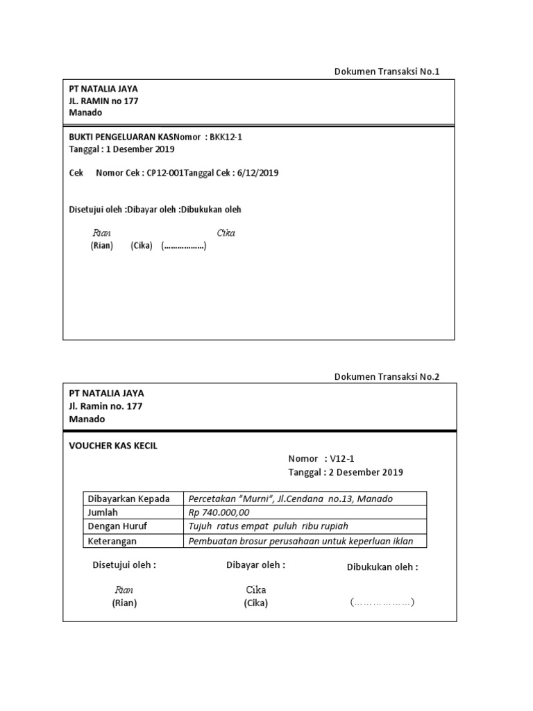 Pkl. Soal Dokumen Transaksi | PDF