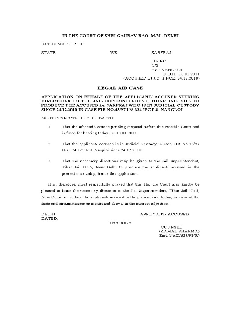 Production Warrant Application for Accused | PDF