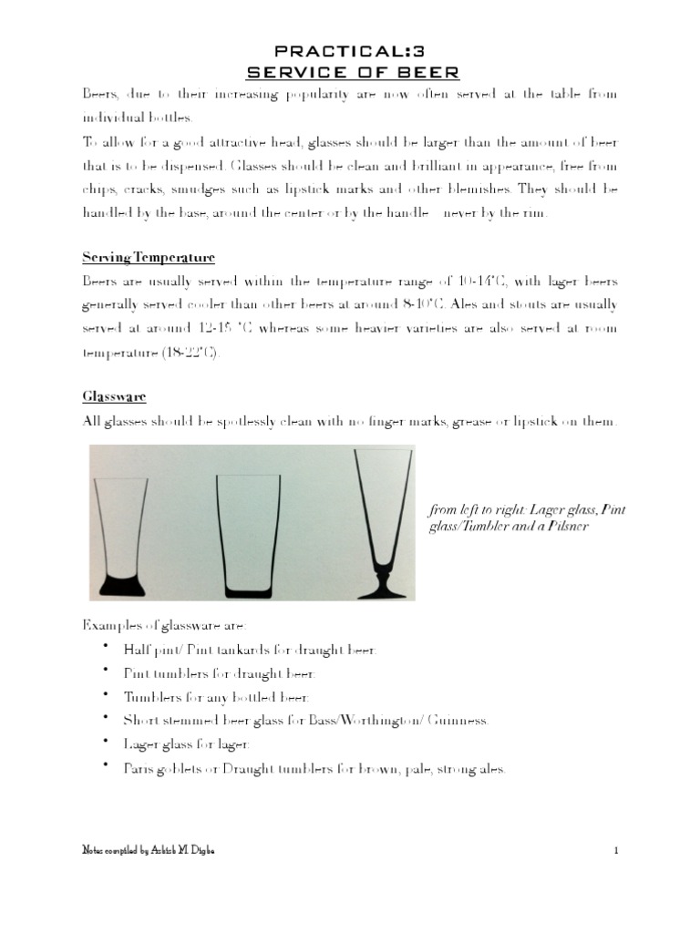 Beer Service and Temperature Guidelines | PDF | Beer | Brewing