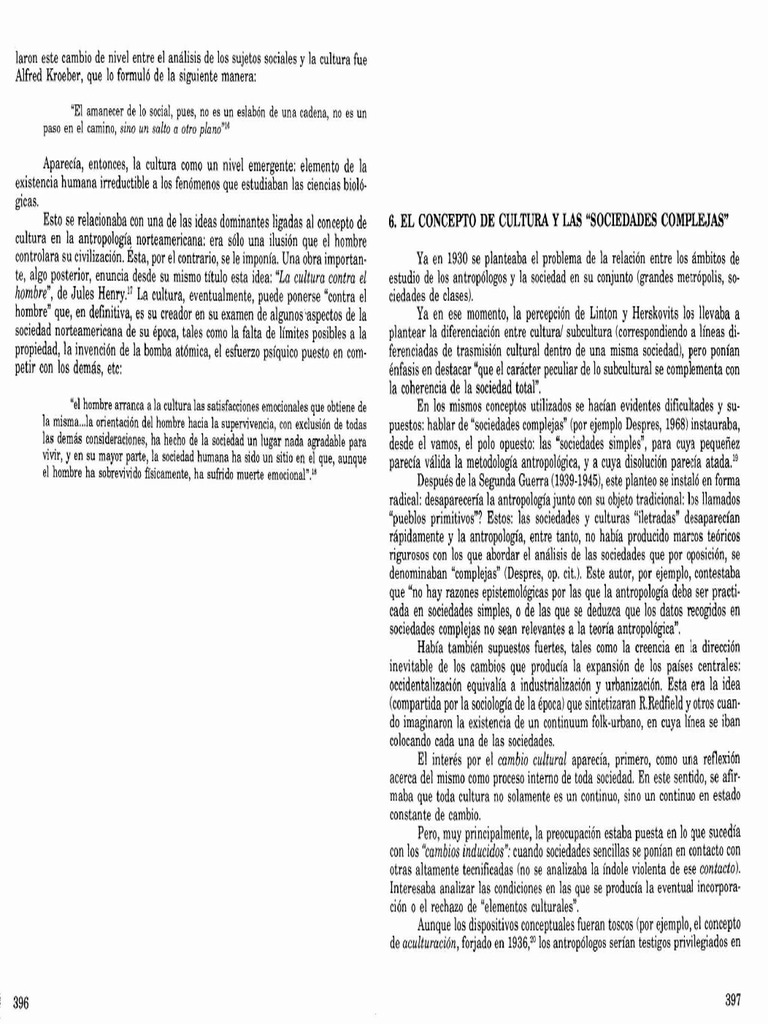 Lischetti. El Concepto de Cultura y Las Sociedades Complejas (p.397 A ...