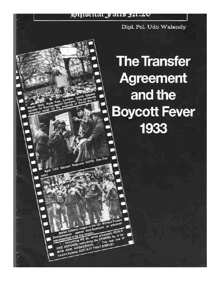 TheTransfer Agreement and The Boycott Fever of 1933 - UdoWalendy | PDF