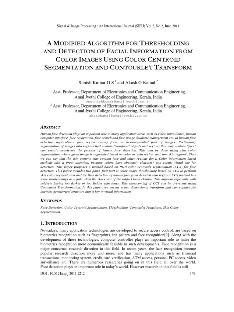 A Modified Algorithm For Thresholding And Detection Of Facial Information From Color Images