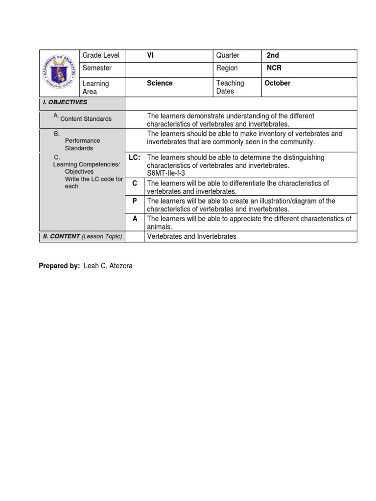 DLL Format Learning Objectives | PDF
