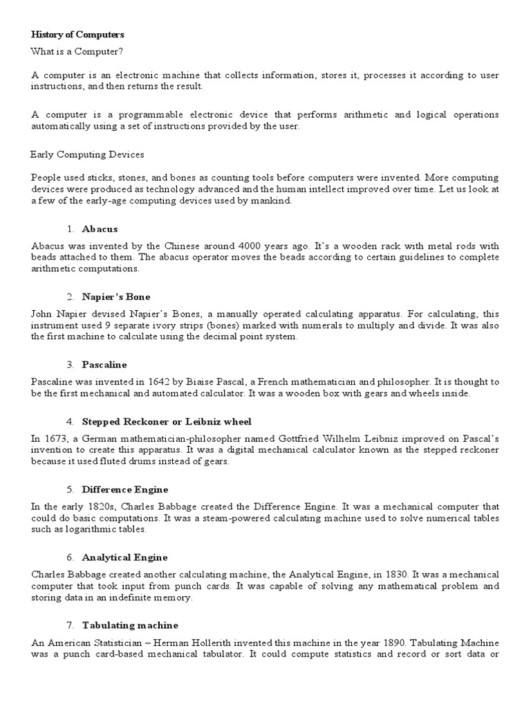 History of Computers | PDF | Personal Computers | Operating System