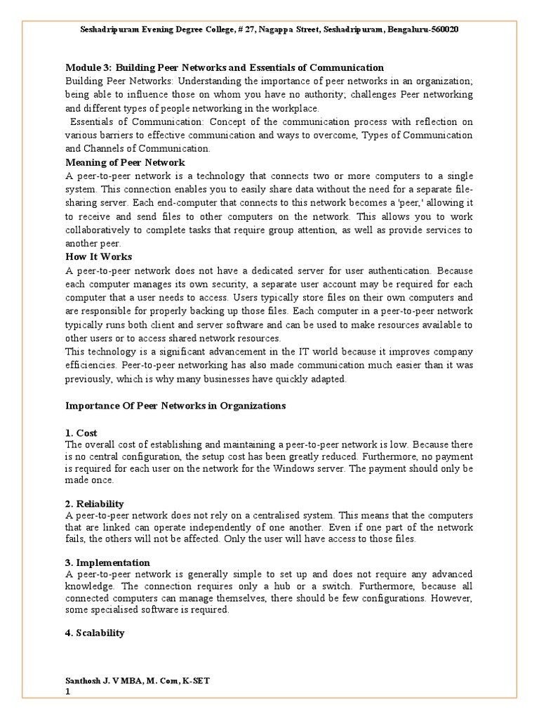 Module 3 - Building Peer Networks and Essentials of Communication | PDF ...