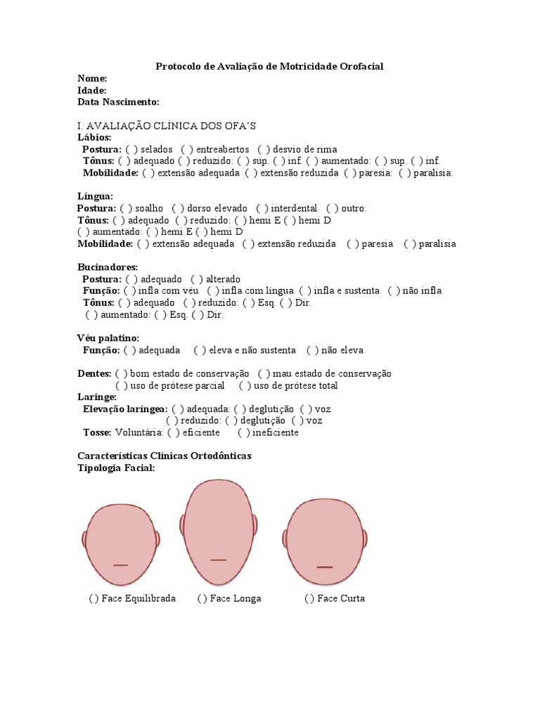 Protocolo de Avaliação de Motricidade Orofacial | PDF