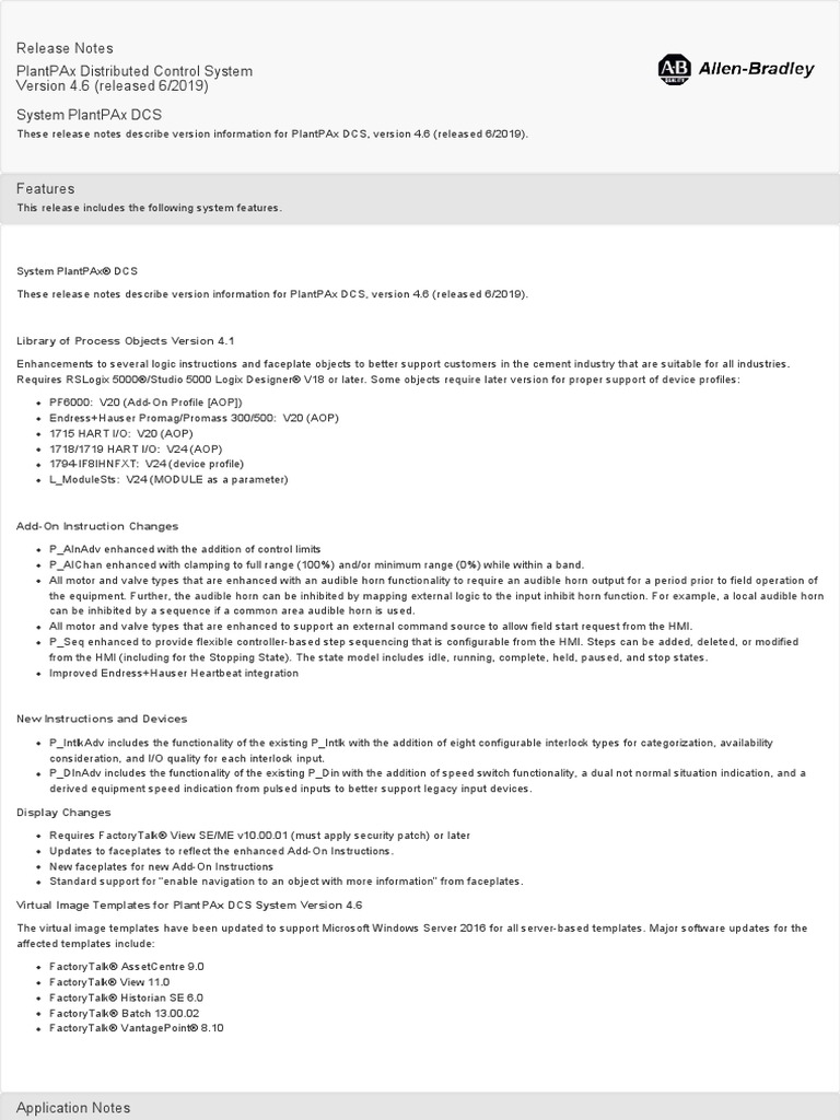 PlantPAx DCS - 4.6 (Released 6 - 2019) | PDF | Computing | Computer Science