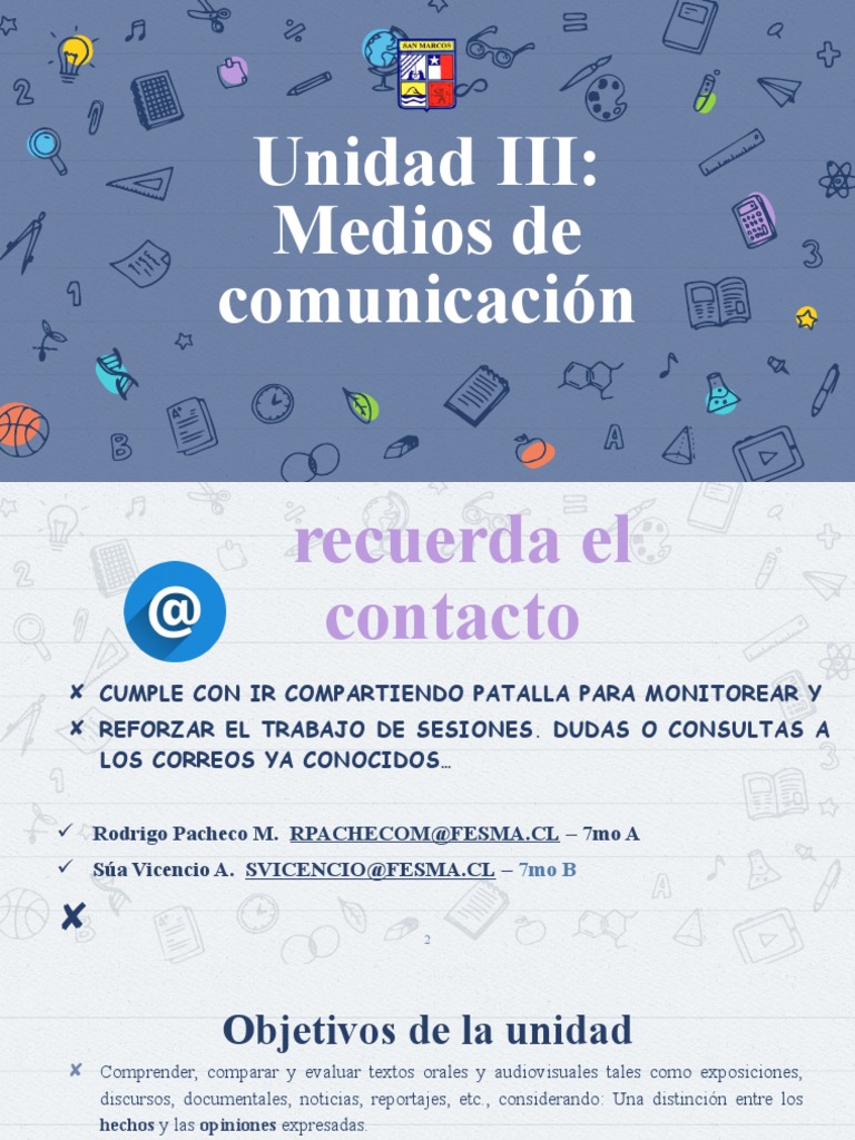 Unid 3 Medios de Comunicación 7mo | PDF | Comunicación | Medios de ...